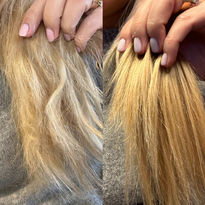 Een elixer dat de structuur van het haar herstelt en haarpunten regenereert